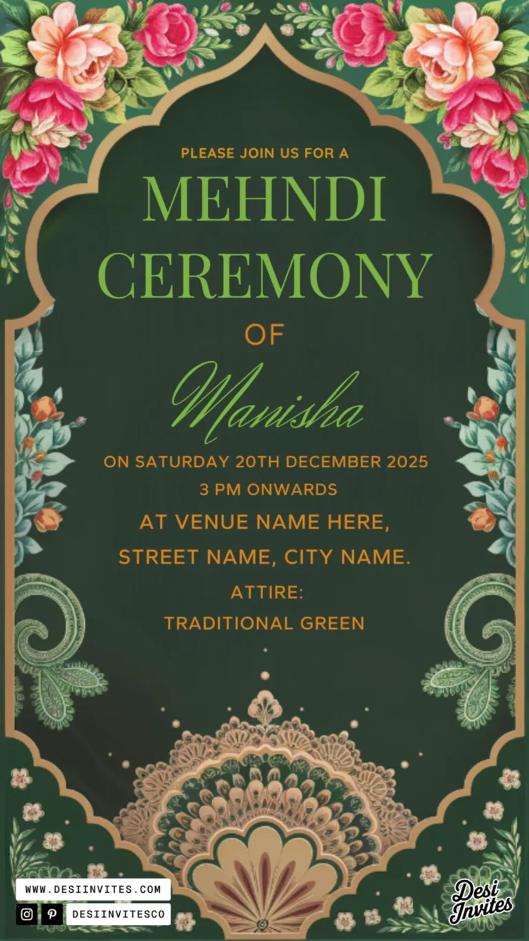 Unique Mehndi Invitation Cards - Create Your Mehndi Invite Online